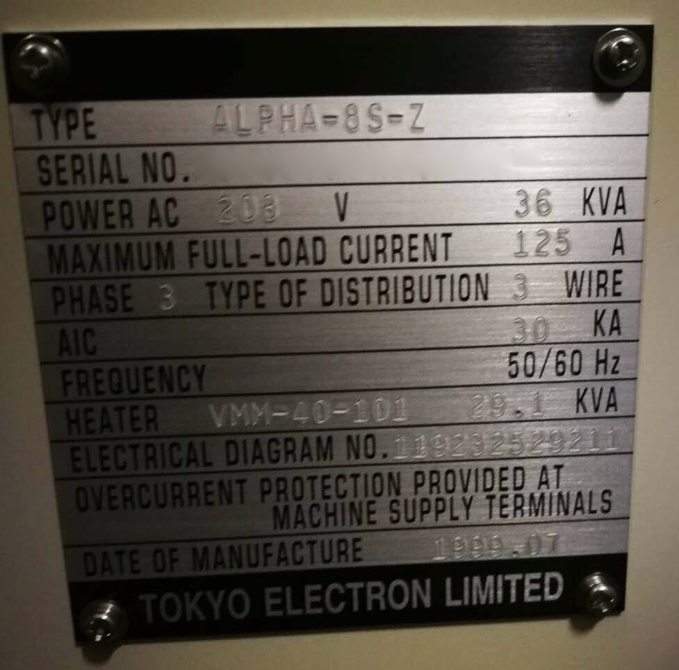 Used TEL / TOKYO ELECTRON ALPHA-8SE for Sale | Moov